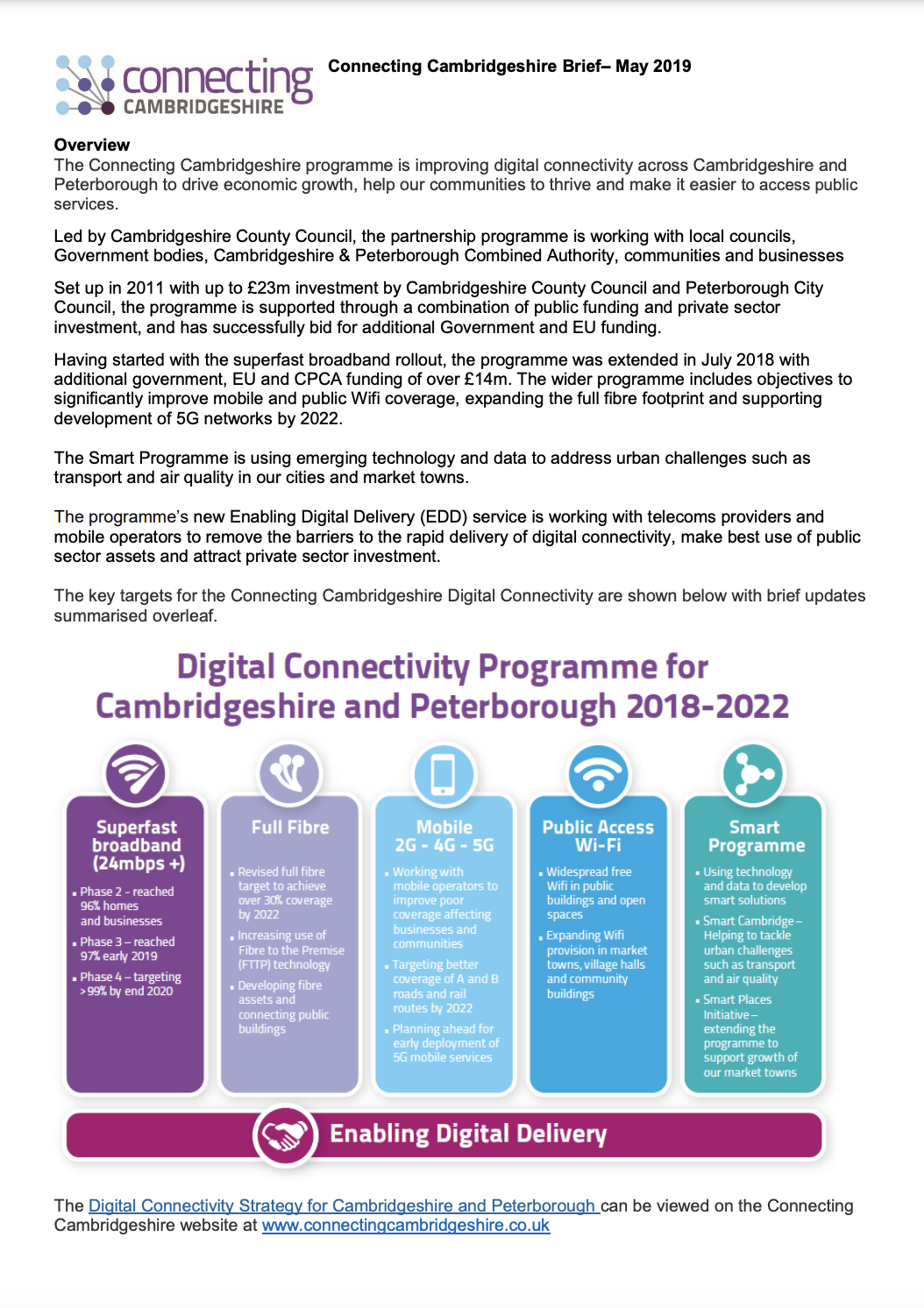 Connecting Cambridgeshire Brief - May 2019 - Connecting Cambridgeshire Connecting Cambridgeshire Brief - May 2019 - Connecting Cambridgeshire